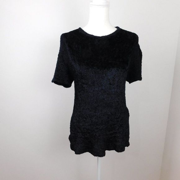 Citron | Tops | Citron Black Short Sleeve Fuzzy Top | Poshmark